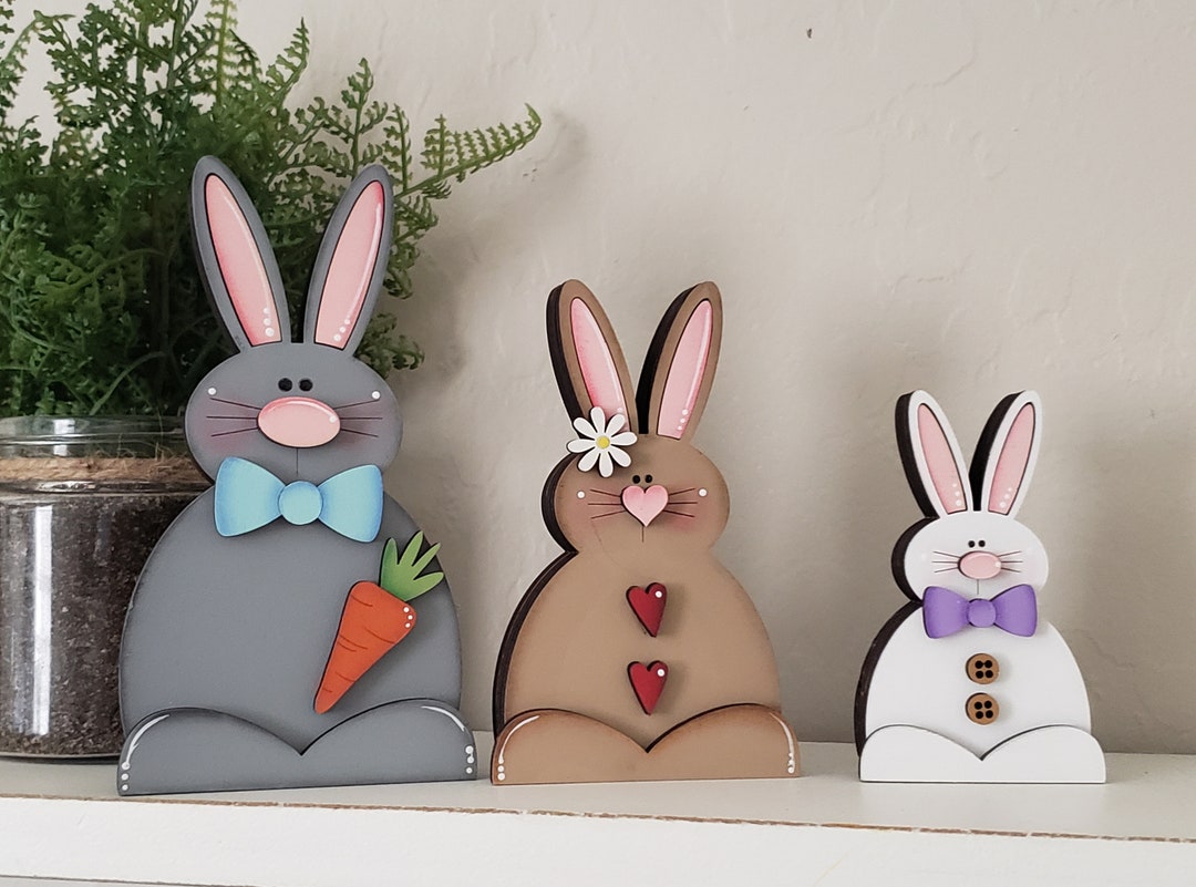 Easter Bunny Trio, Wooden Easter Bunnies, Easter, Easter Decoration ...