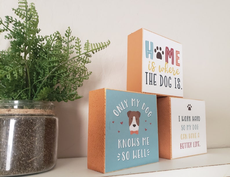 Dog Wooden Blocks Dog Sign Accents Dog Decor Dog Tier | Etsy