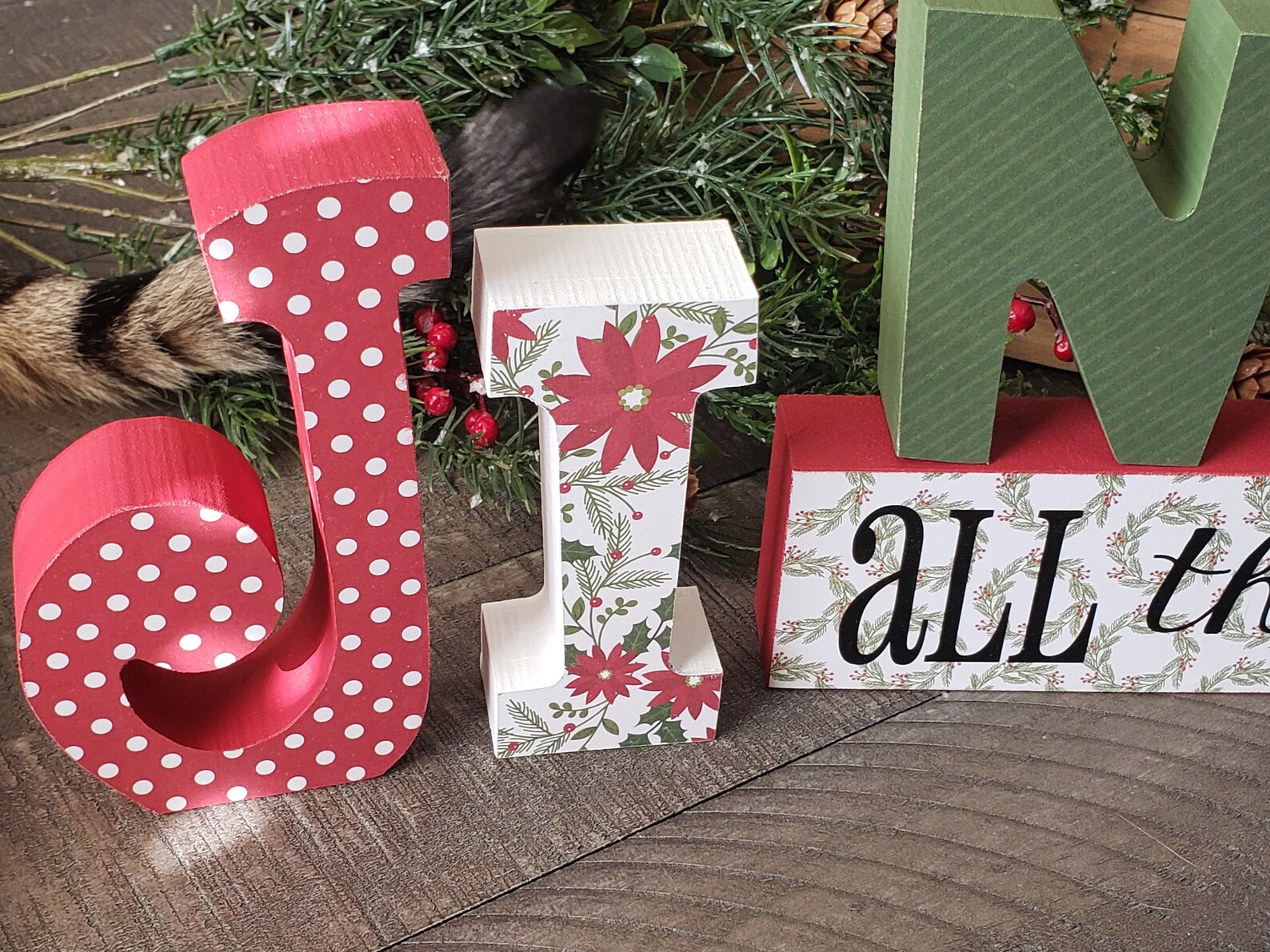 Jingle All the Way Wooden Letters Christmas Decoration - Etsy