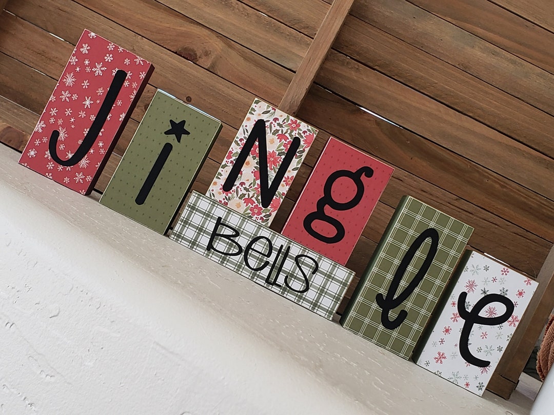 Jingle Bells Block Letters, Christmas Decoration, Christmas Decor ...