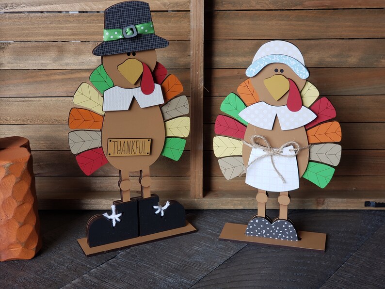 Wooden Layered Turkey Pilgrim Set Thanksgiving Decor - Etsy