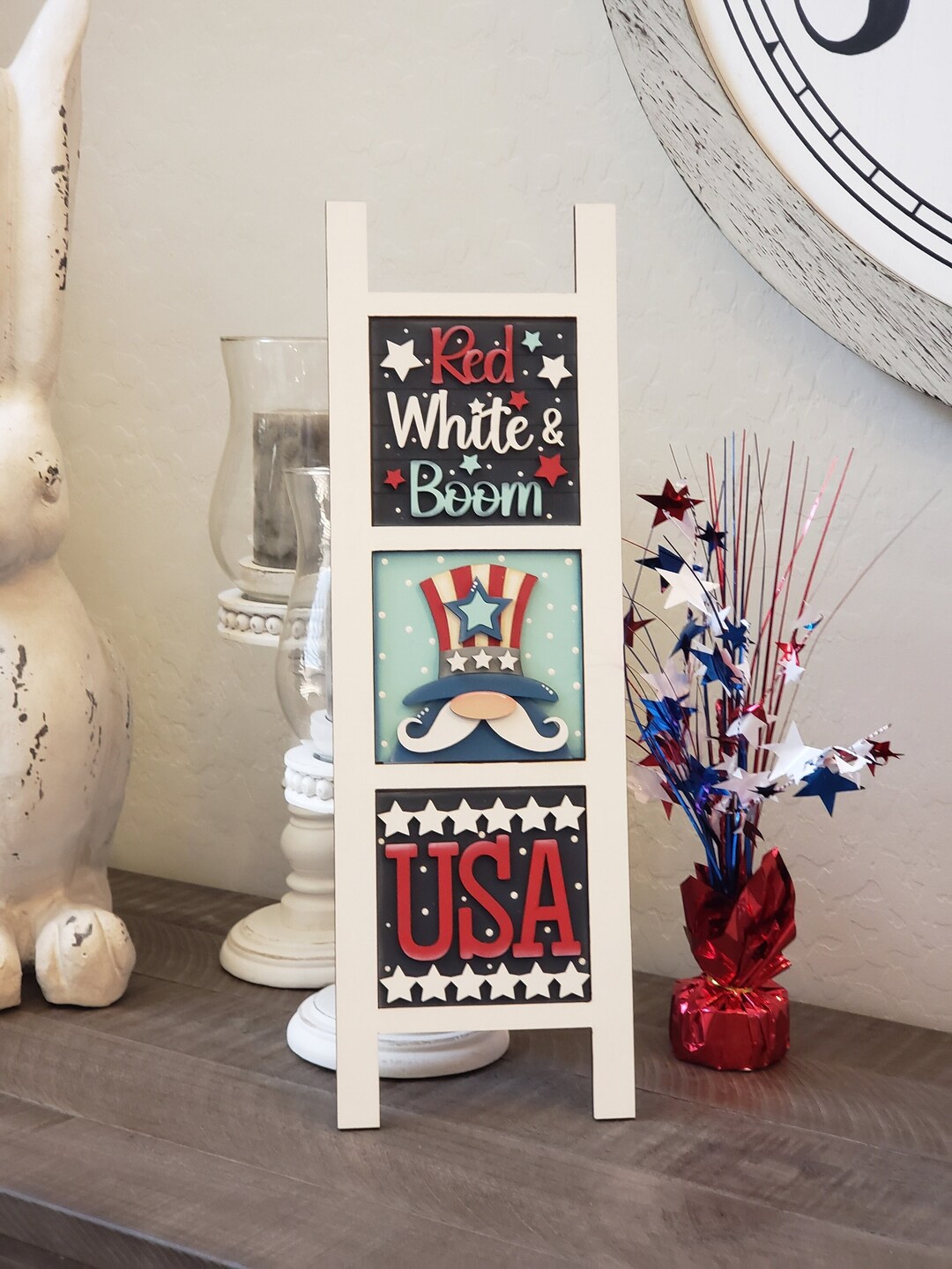 Interchangeable Leaning Ladder, Ladder Inserts, Ladder Tiles, July 4th ...