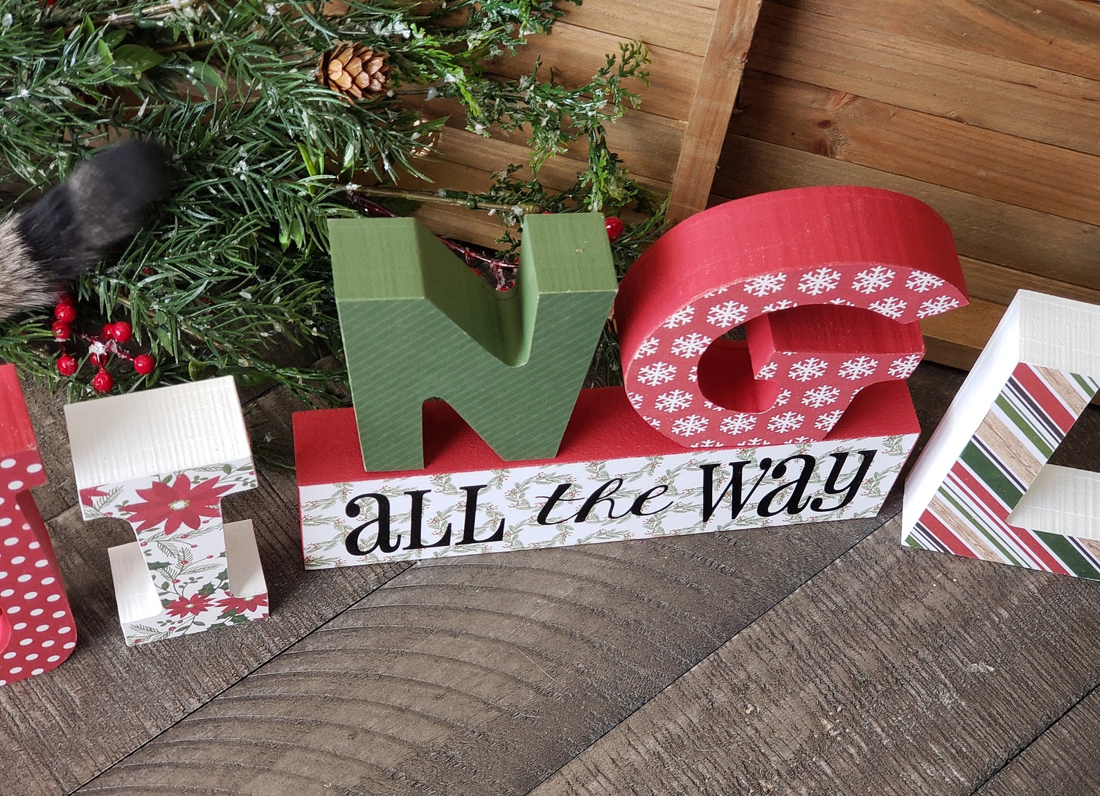 Jingle All the Way Wooden Letters Christmas Decoration - Etsy