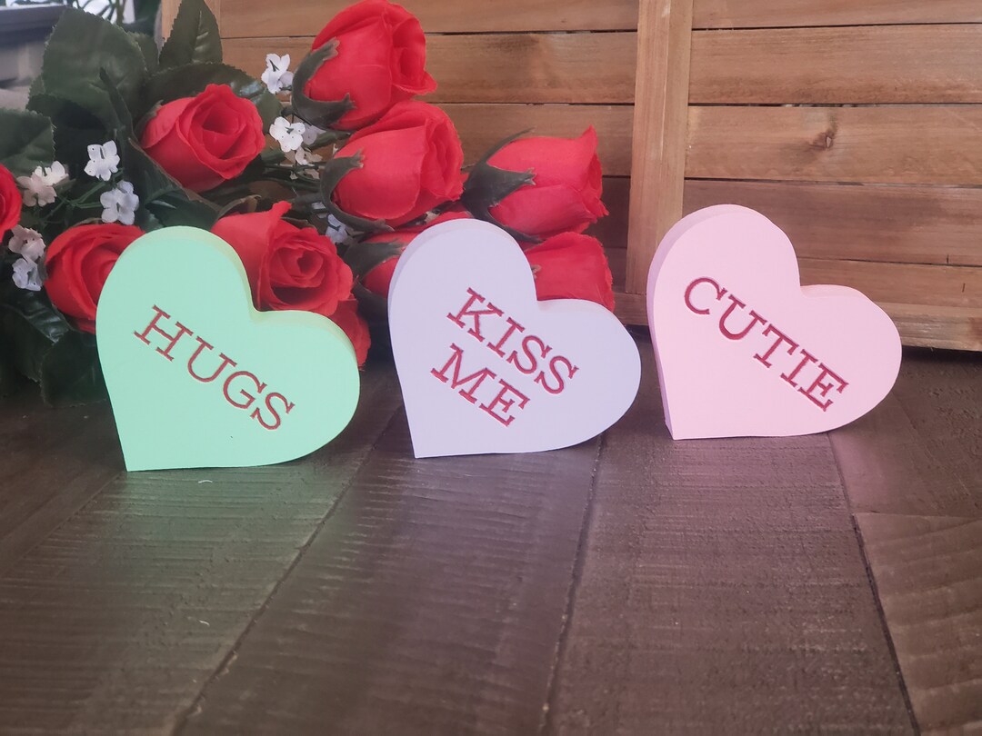 Wooden Conversation Hearts - Valentines Day - Wooden Valentine Hearts ...