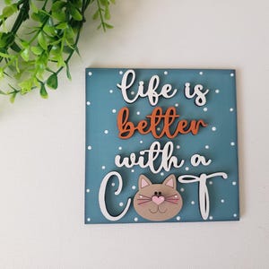 Cat Interchangeable Leaning Sign | Meow Cat Tiered Tray | Farmhouse ...