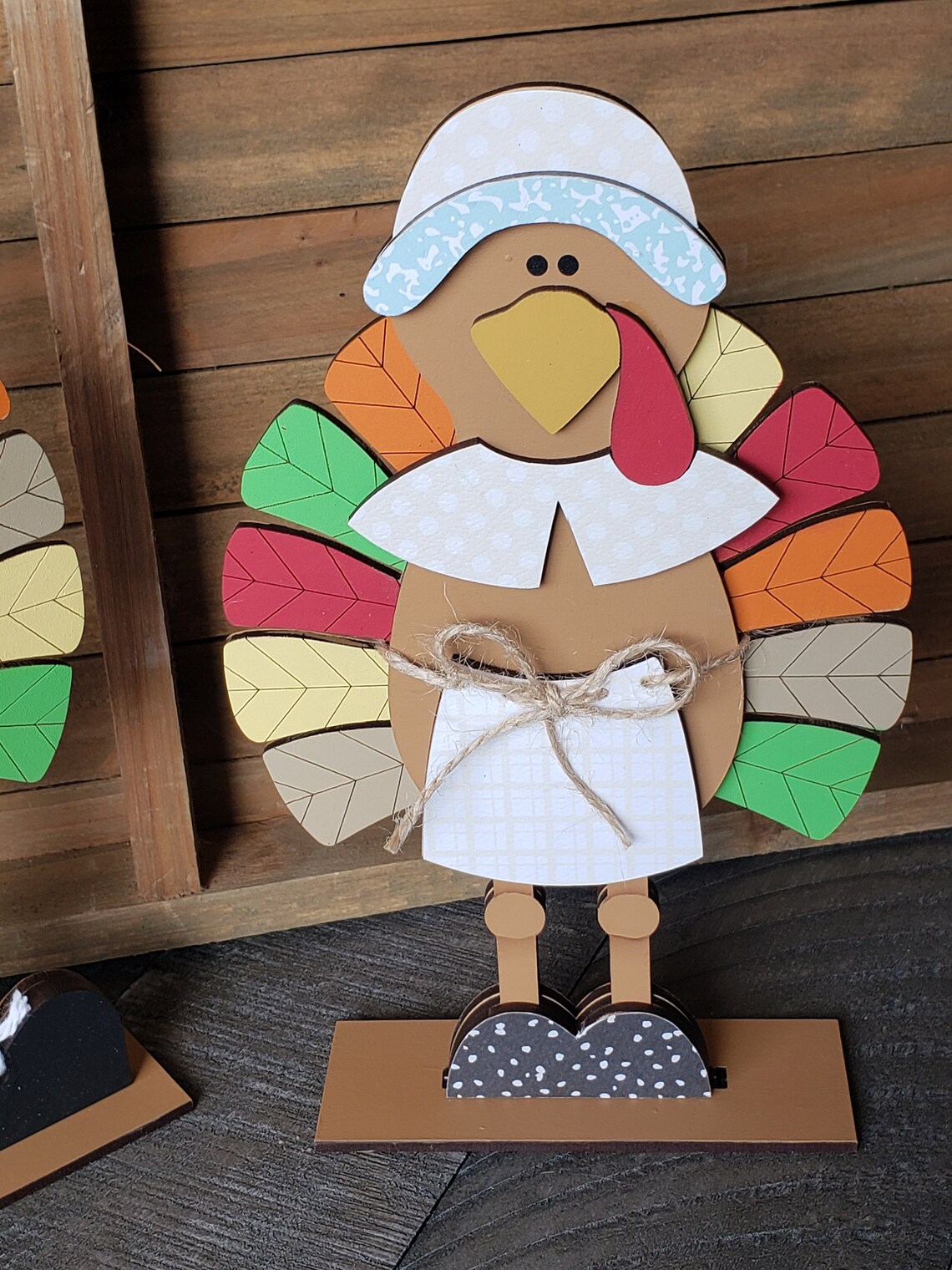 Wooden Layered Turkey Pilgrim Set Thanksgiving Decor - Etsy
