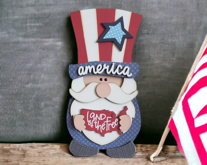 Chubby Wooden Uncle Sam, Wooden Uncle Sam, Fourth of July Decoration ...