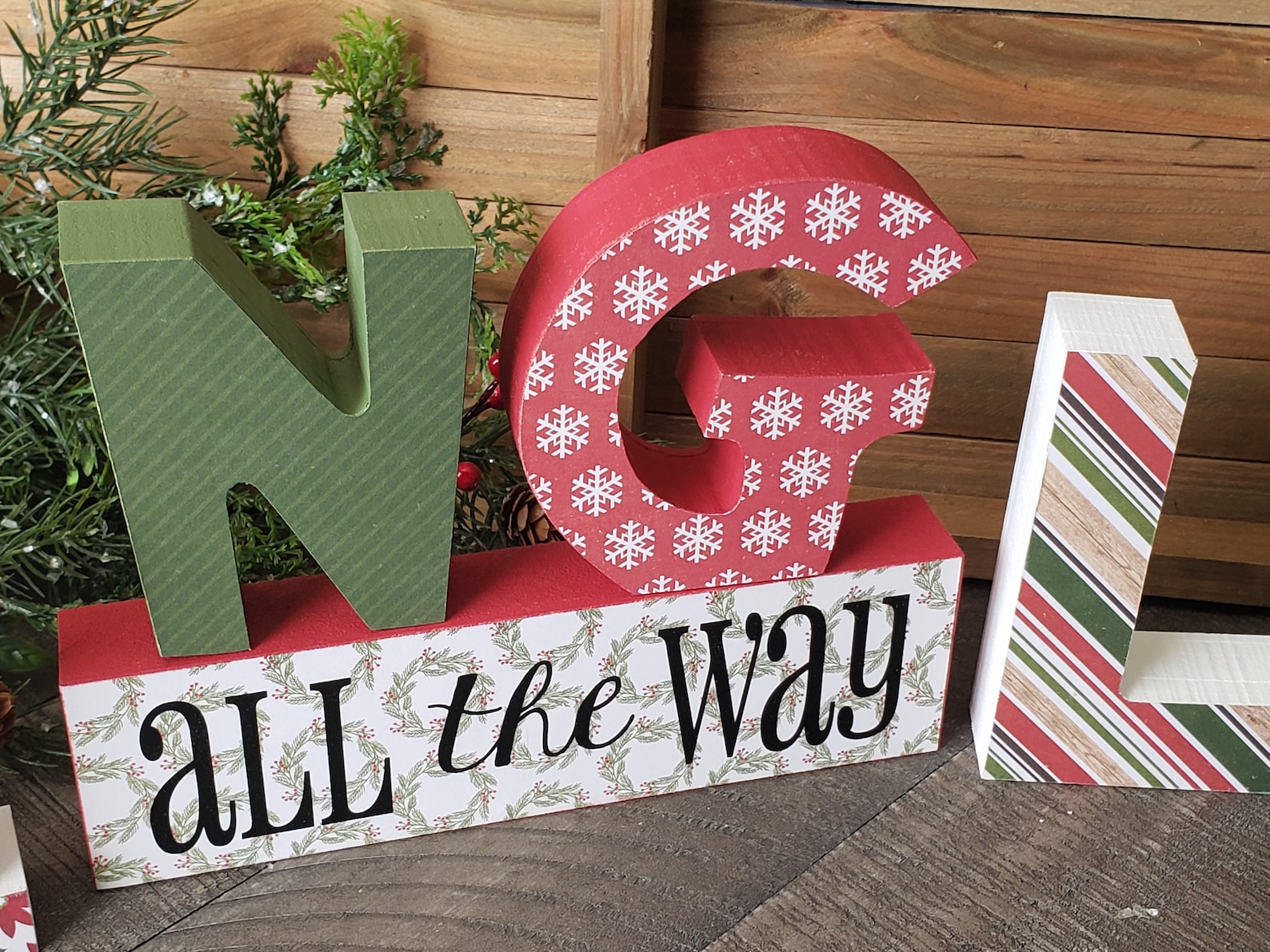Jingle All the Way Wooden Letters Christmas Decoration - Etsy