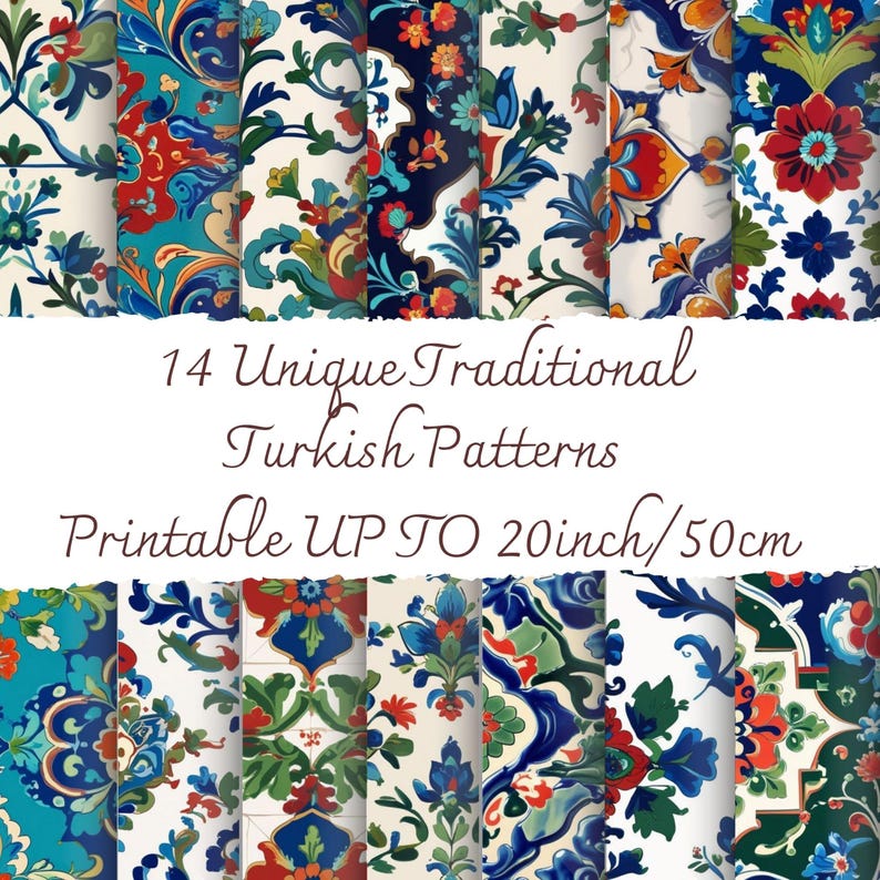 14 Turkish Traditional Patterns, Unique Iznik Ceramic Designs, Ottoman ...