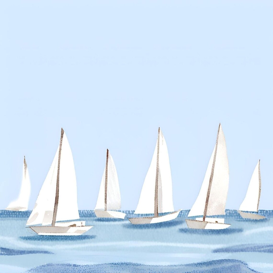 Watercolor Sailboats Pattern, Nautical Ocean Sea Clipart, Blue Marine ...