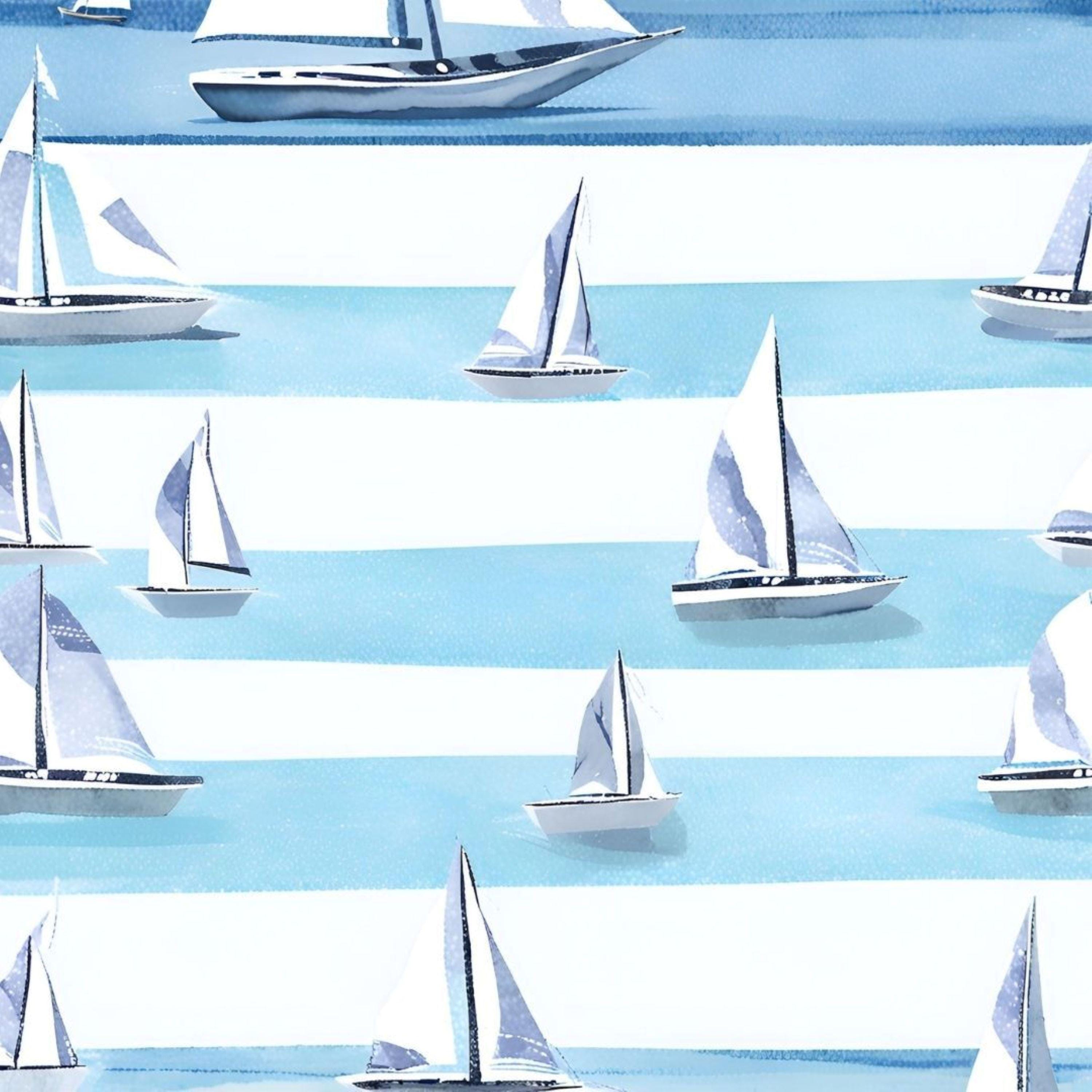 Watercolor Sailboats Pattern, Nautical Ocean Sea Clipart, Blue Marine ...