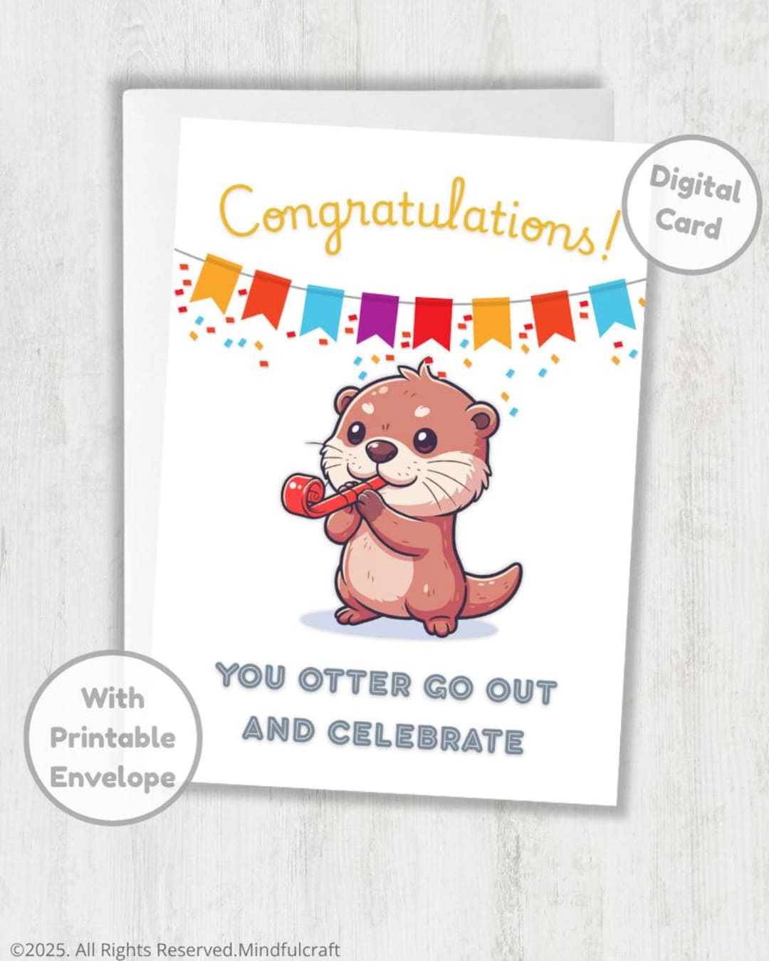 Congratulations Printable Cute Otter Greeting Card, Funny Playful Pun ...