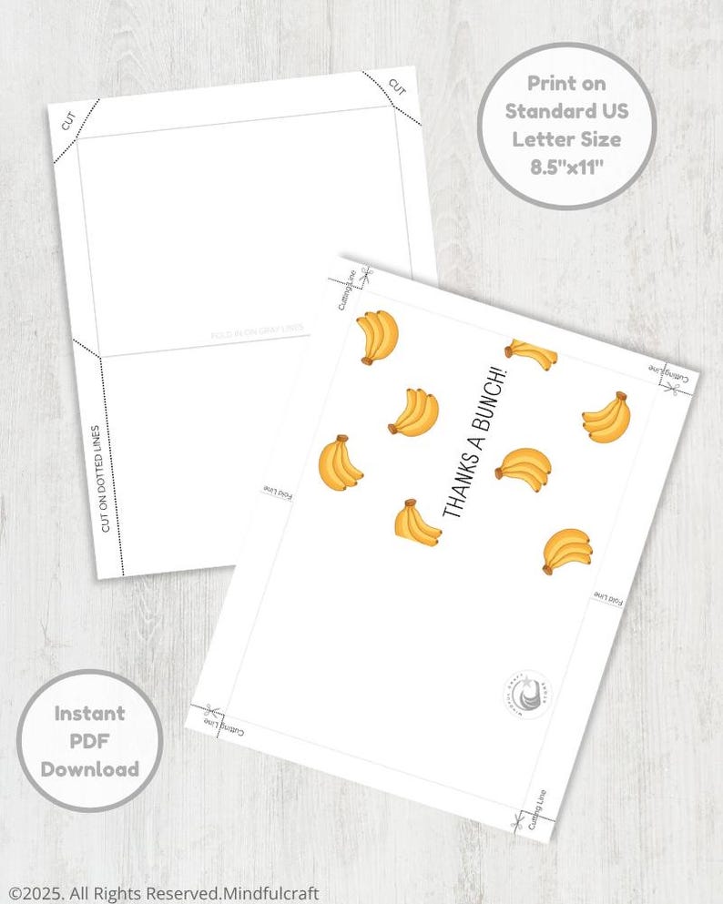 Banana Thank You Card, Funny Sweet Banana Bunch Pun, Digital Download ...