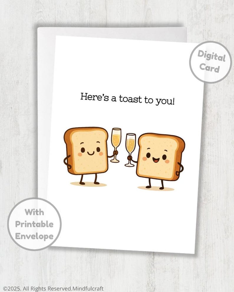 Congratulations Printable Toast Card, Funny Playful Pun, Cheers ...