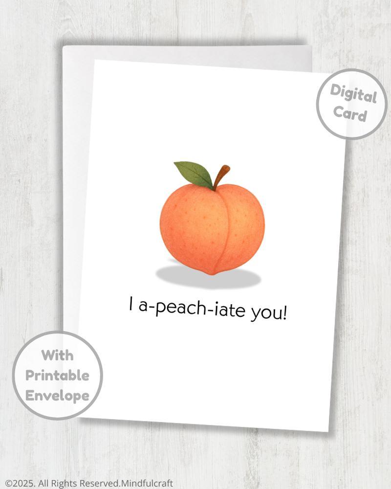 Peach Thank You Card, Funny Sweet Peachy Pun, Digital Download ...
