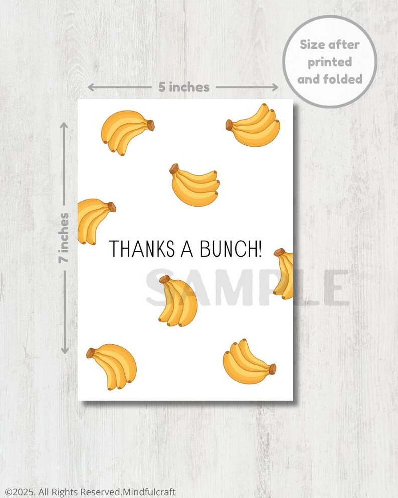 Banana Thank You Card, Funny Sweet Banana Bunch Pun, Digital Download ...