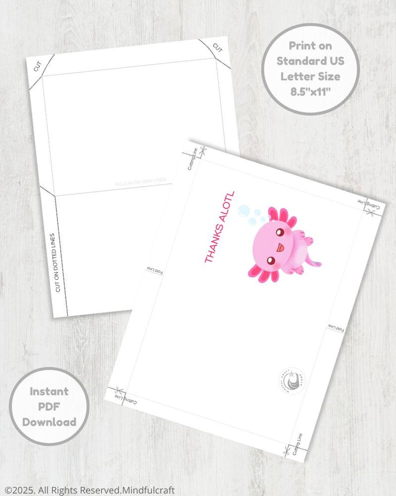 Axolotl Thank You Card, Funny Cute Pun, Digital Download, Appreciation ...