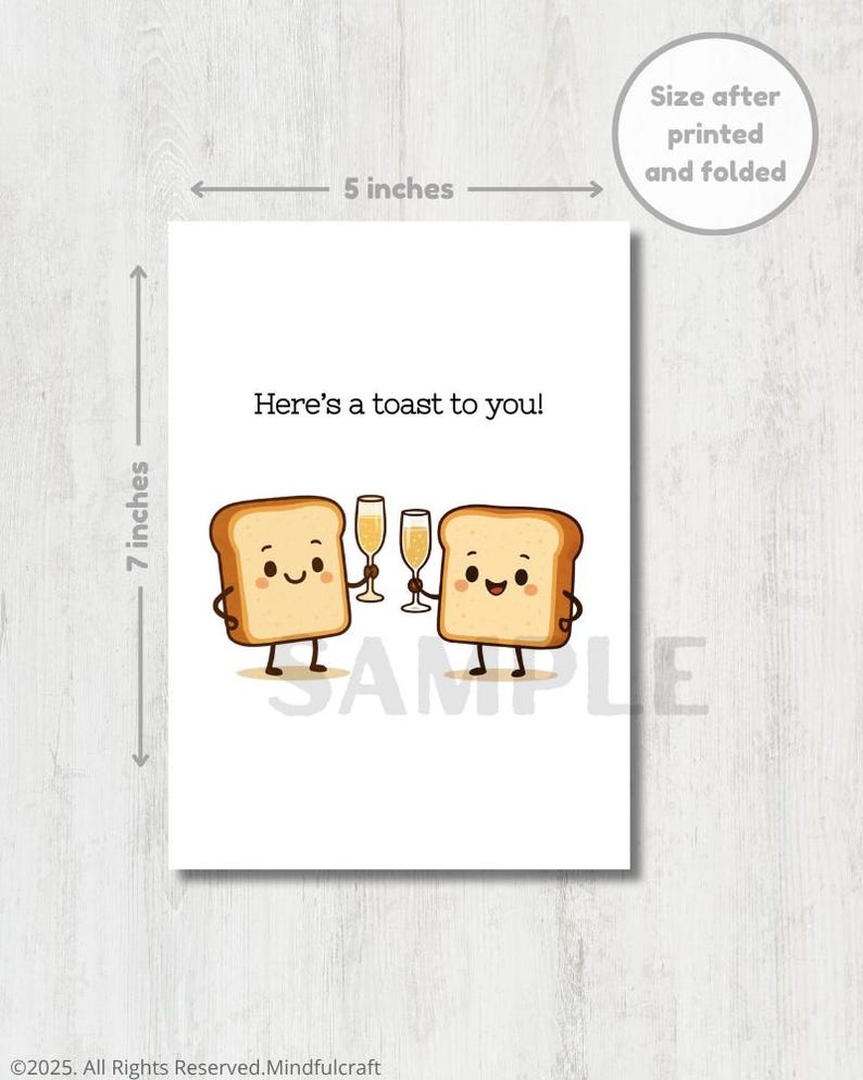 Congratulations Printable Toast Card, Funny Playful Pun, Cheers ...