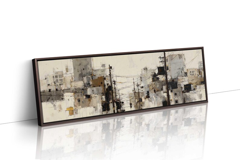 Abstract City Wall Art, Modern Urban Canvas Print, Large Horizontal ...
