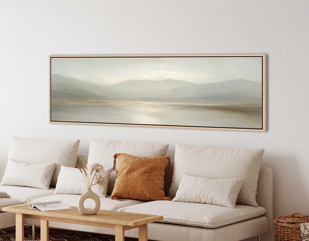 Soft Panoramic Wall Art, Pastel Horizon Abstract Landscape Canvas Print ...