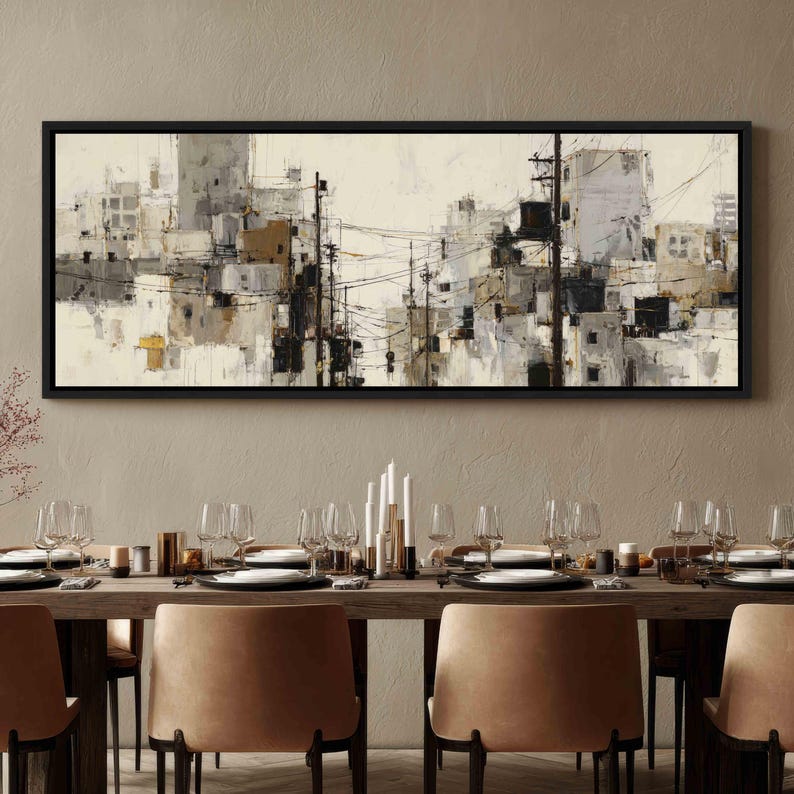Abstract City Wall Art, Modern Urban Canvas Print, Large Horizontal ...