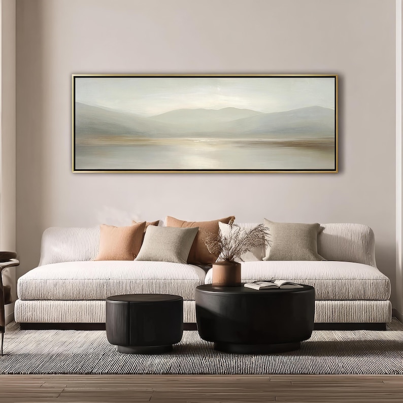 Soft Panoramic Wall Art, Pastel Horizon Abstract Landscape Canvas Print ...