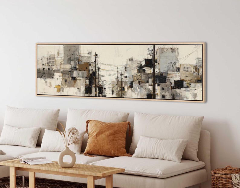 Abstract City Wall Art, Modern Urban Canvas Print, Large Horizontal ...
