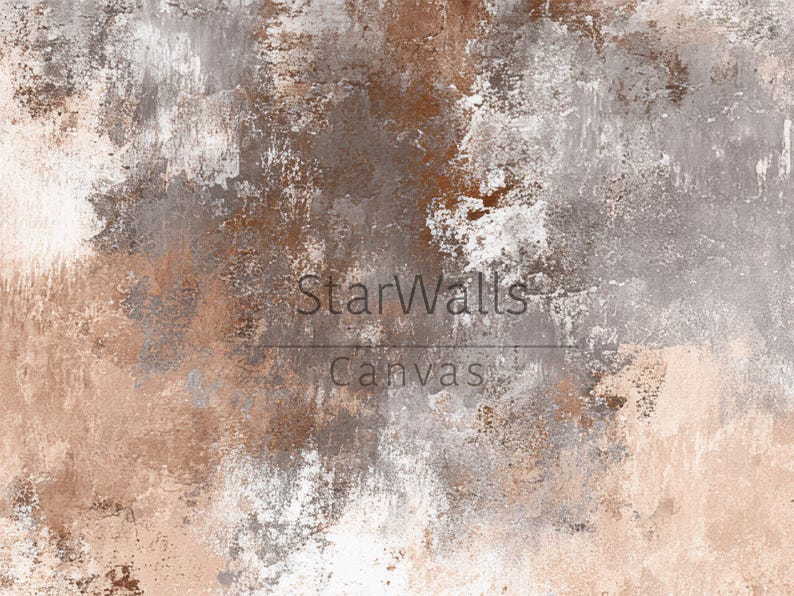 Panoramic Neutral Abstract Wall Art, Modern Textured Earth Tone Canvas ...