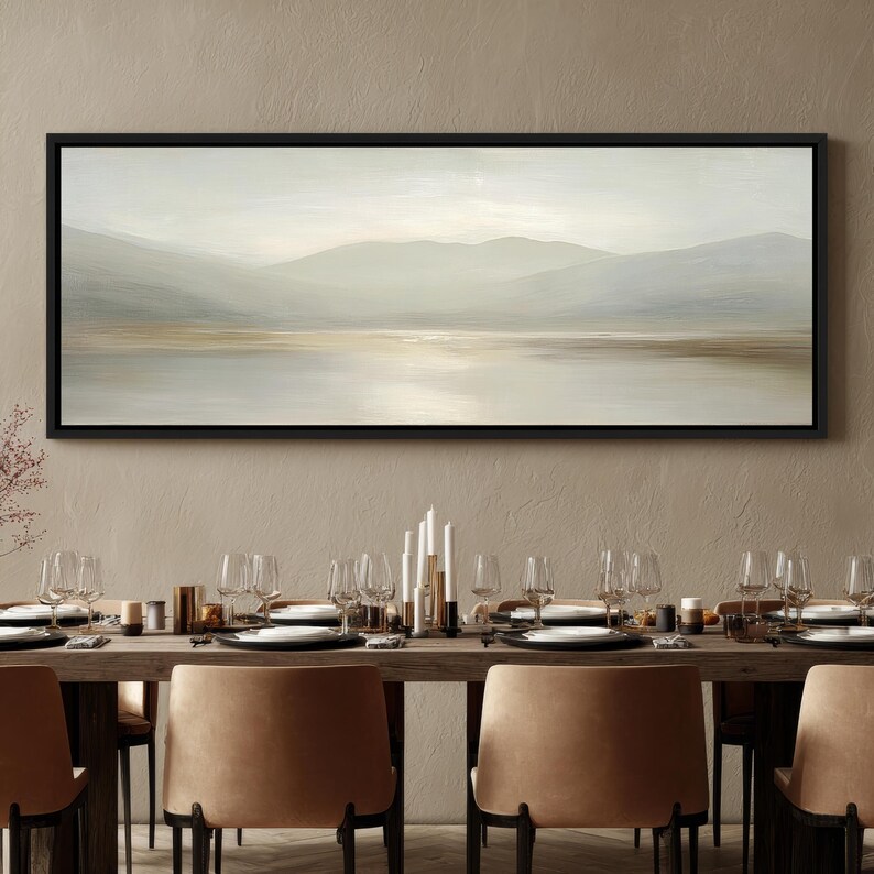Soft Panoramic Wall Art, Pastel Horizon Abstract Landscape Canvas Print ...