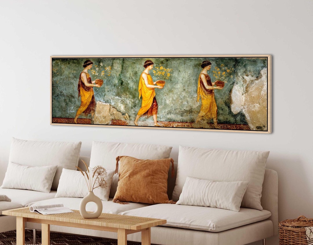 Pompeii Fresco Canvas Art, Ancient Roman Women, Classical Wall Decor ...