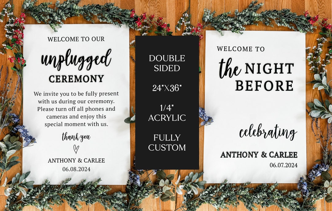 XL 3D Double Sided Acrylic Sign / Rehearsal Dinner Sign / Unplugged ...