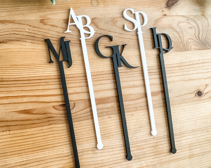 Acrylic Double Initial Drink Stirrers / Initial Swizzle Sticks ...
