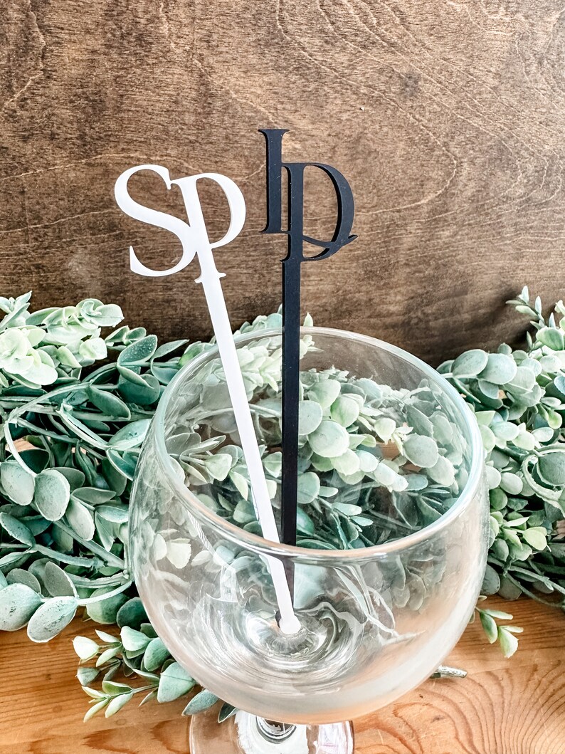 Acrylic Double Initial Drink Stirrers / Initial Swizzle Sticks ...