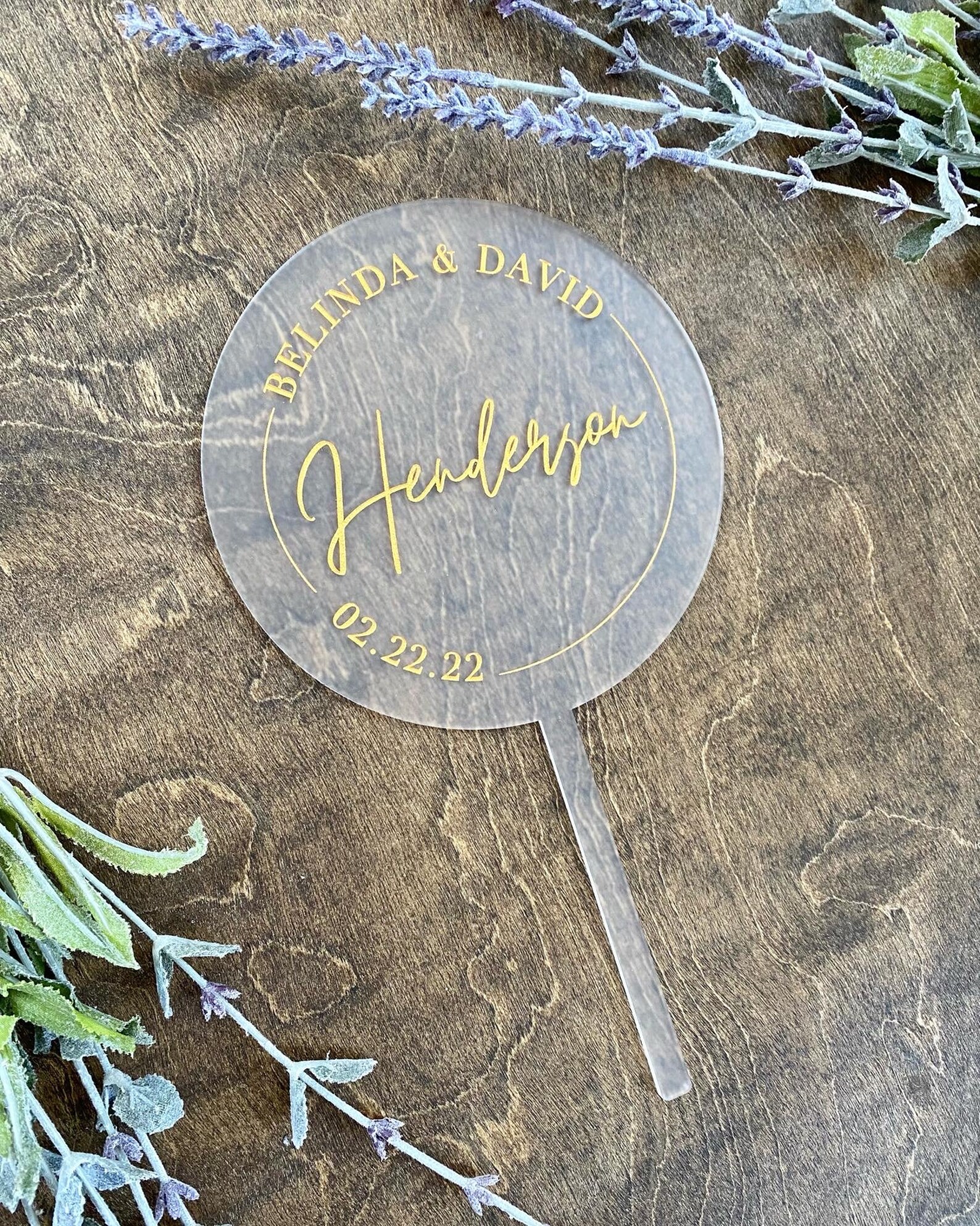 Circle Acrylic Cake Topper / Personalized Wedding Cake Topper - Etsy