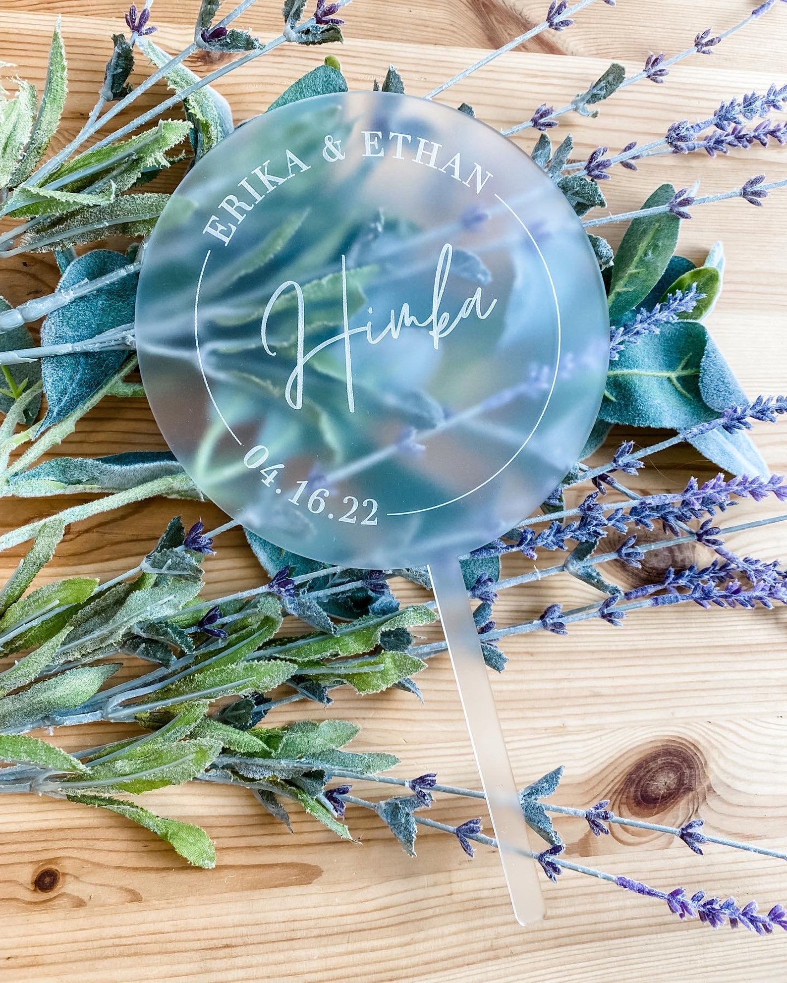 Circle Acrylic Cake Topper / Personalized Wedding Cake Topper - Etsy