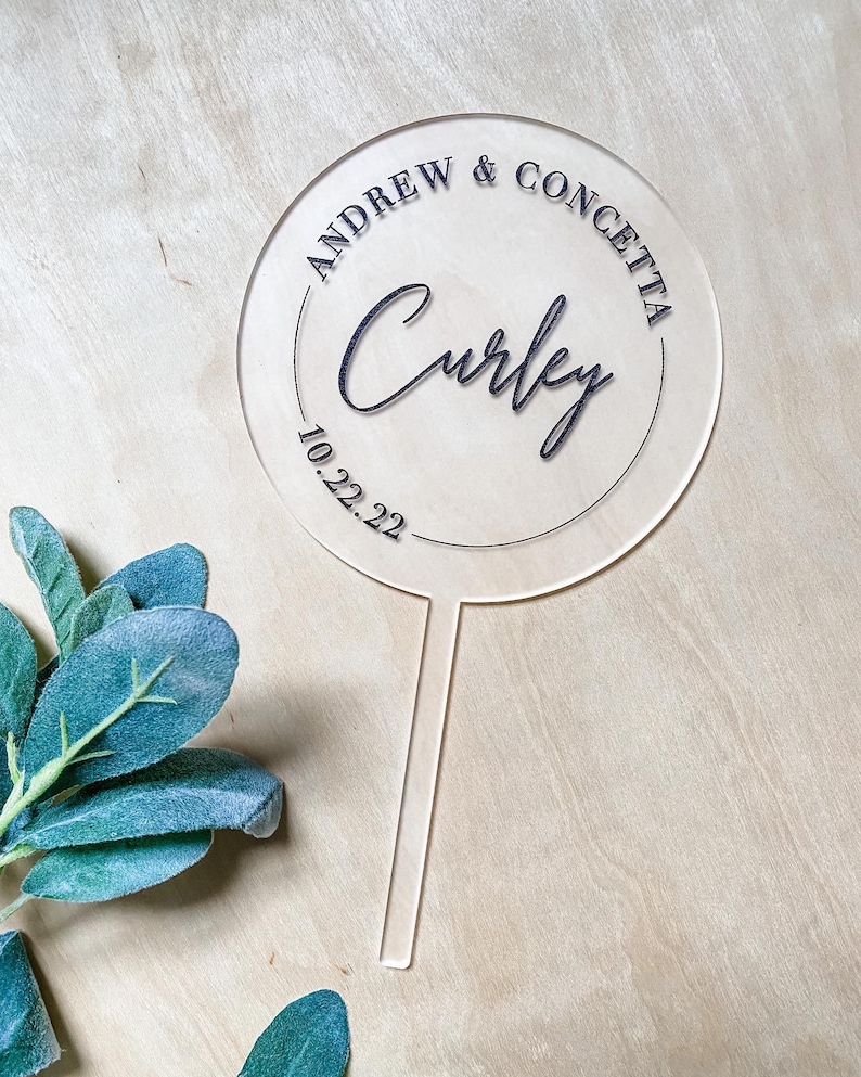 Circle Acrylic Cake Topper / Personalized Wedding Cake Topper - Etsy