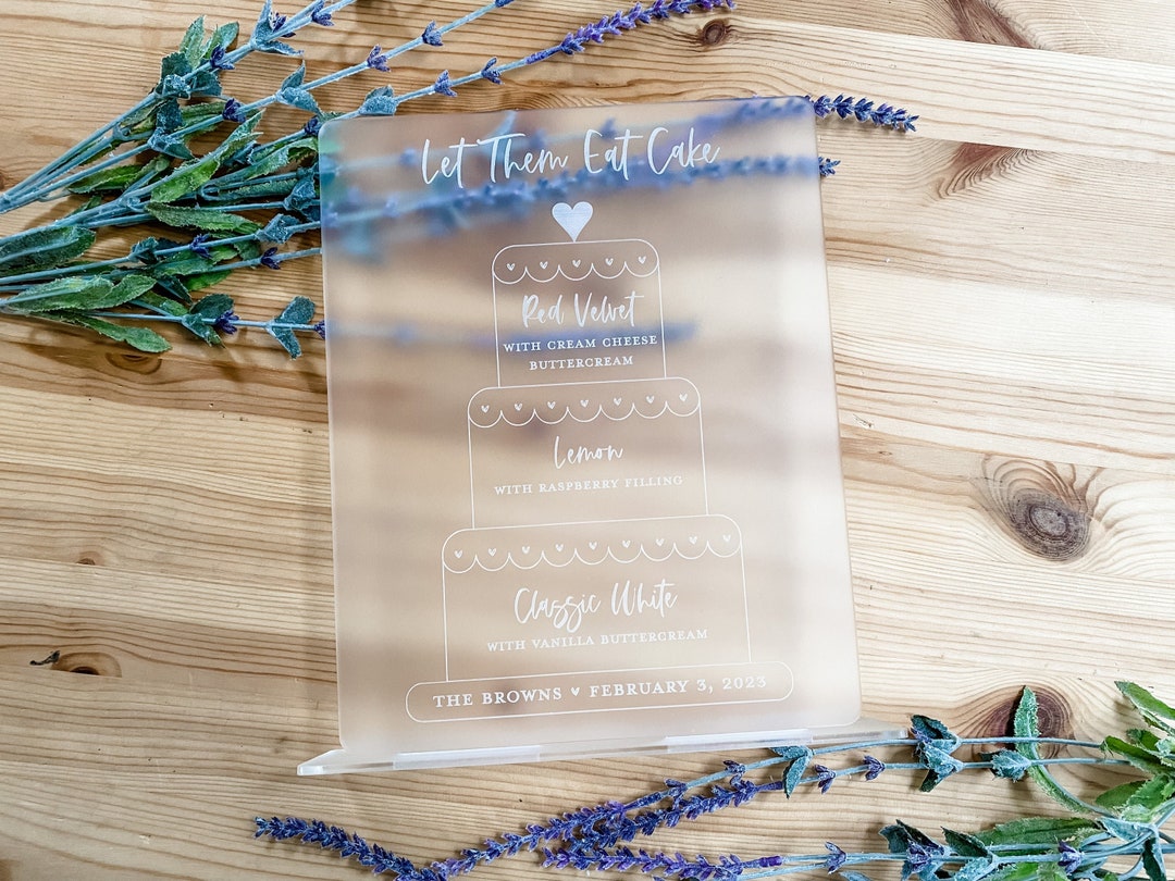 Acrylic Wedding Cake Flavor Sign / Wedding Cake Sign / Cake Flavor ...
