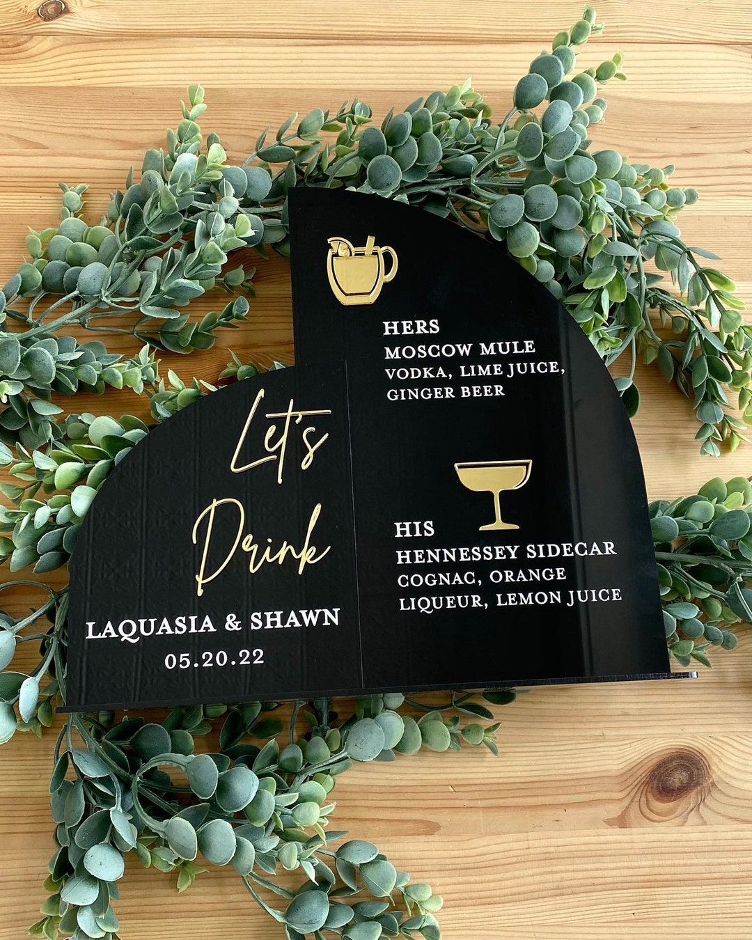 Double Panel 3D Acrylic Bar Menu Sign / Wedding Bar Sign / Event Bar ...