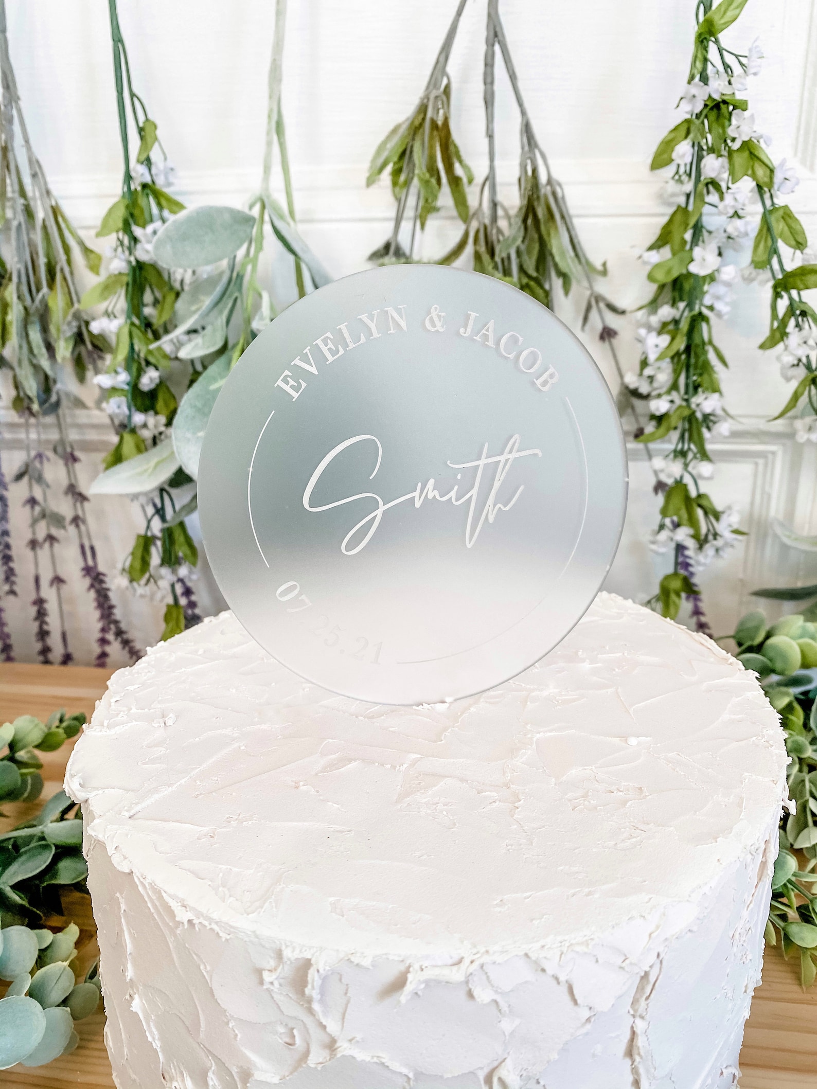 Circle Acrylic Cake Topper / Personalized Wedding Cake Topper - Etsy
