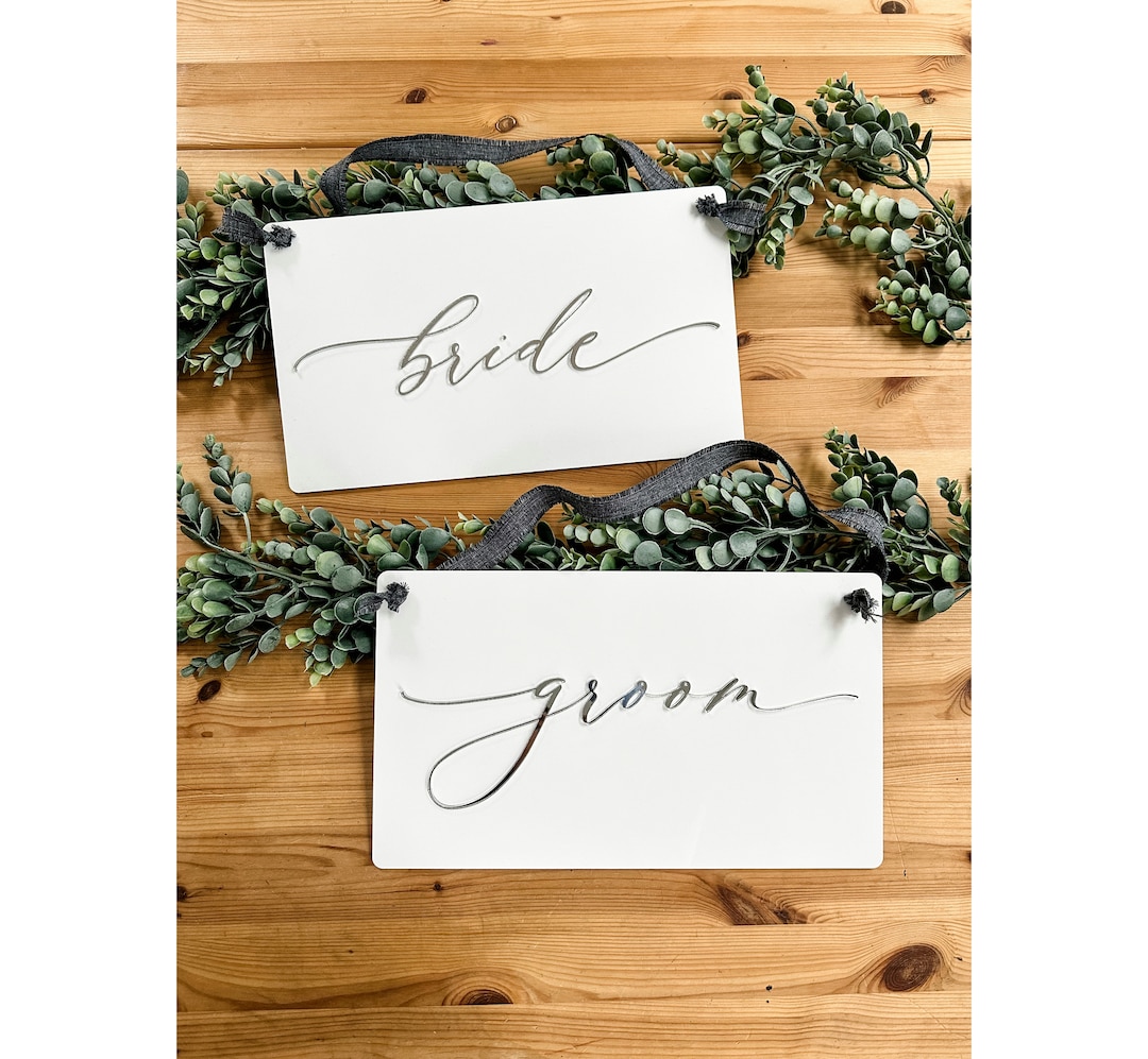Pair of Bride and Groom Acrylic Chair Signs / 3D Acrylic - Etsy