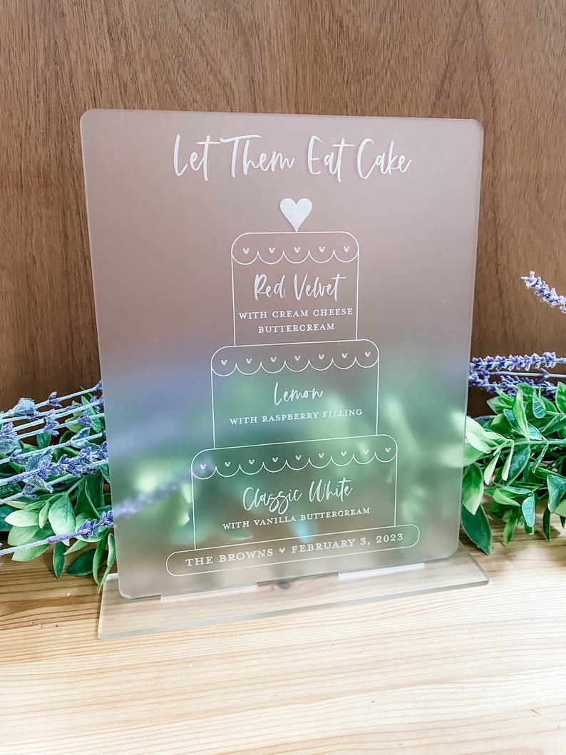 Acrylic Wedding Cake Flavor Sign / Wedding Cake Sign / Cake | Etsy