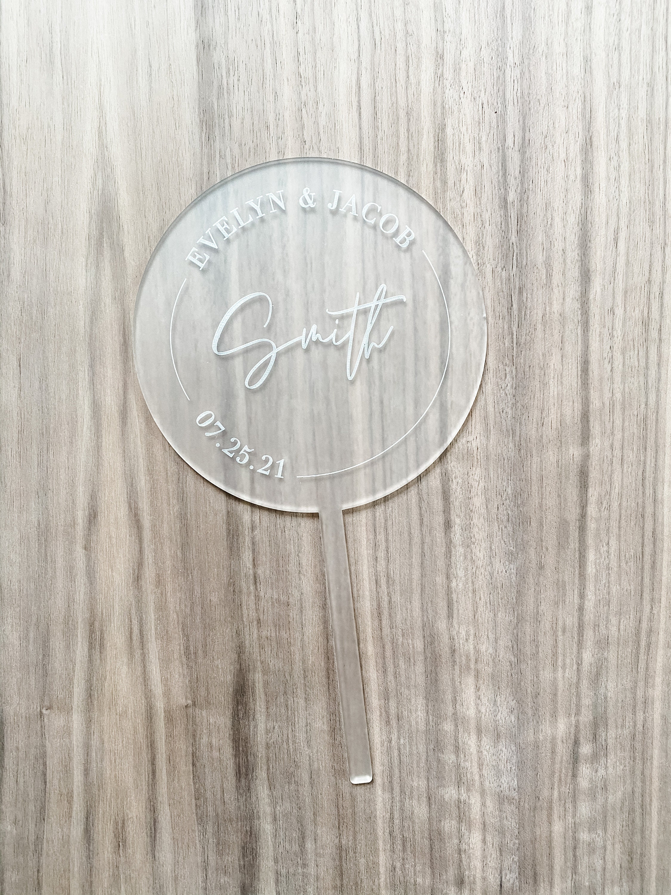 Circle Acrylic Cake Topper / Personalized Wedding Cake Topper | Etsy