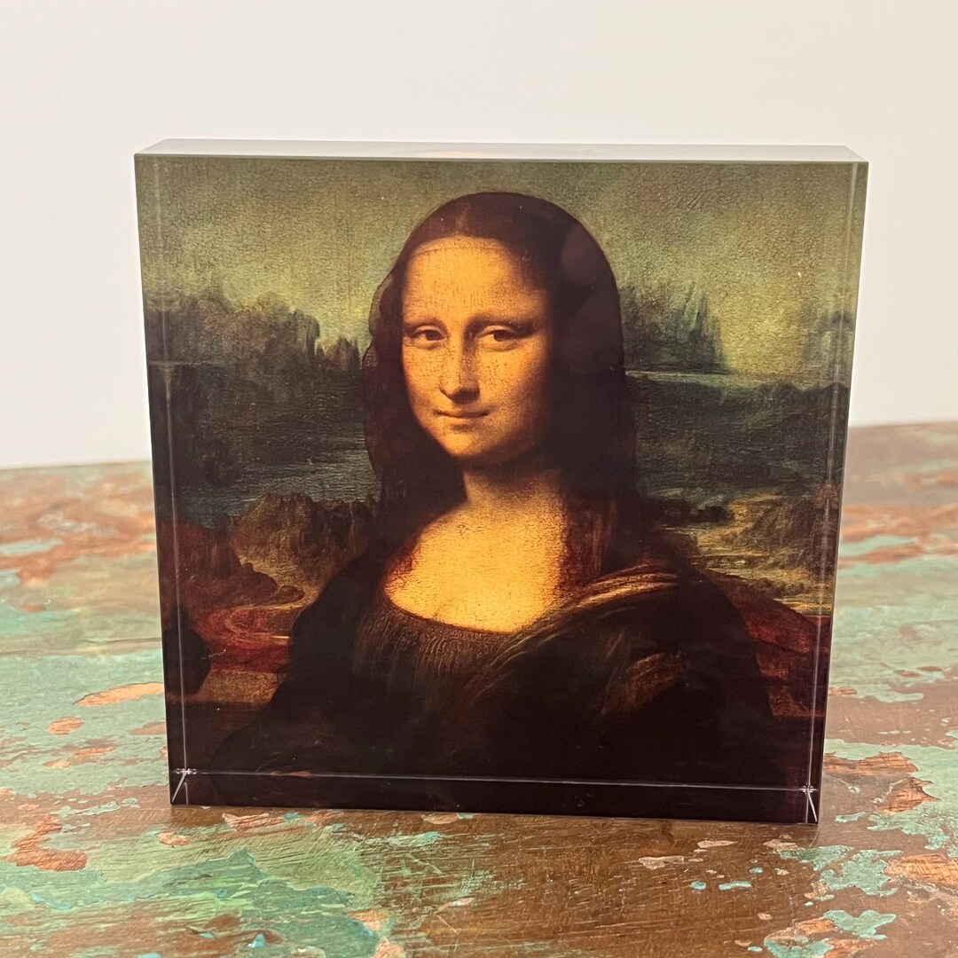 Mini Mona Lisa Acrylic Art Block – Thick Plexiglass UV Print | 10×10 Cm ...