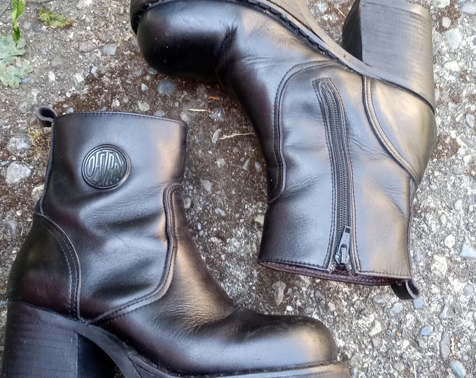 70s/80s Burnt Caramel Frye Clogs Mules Distressed Leather Harness ...