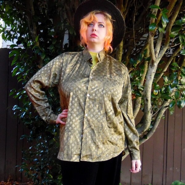 Gold Button up Shirt - Etsy