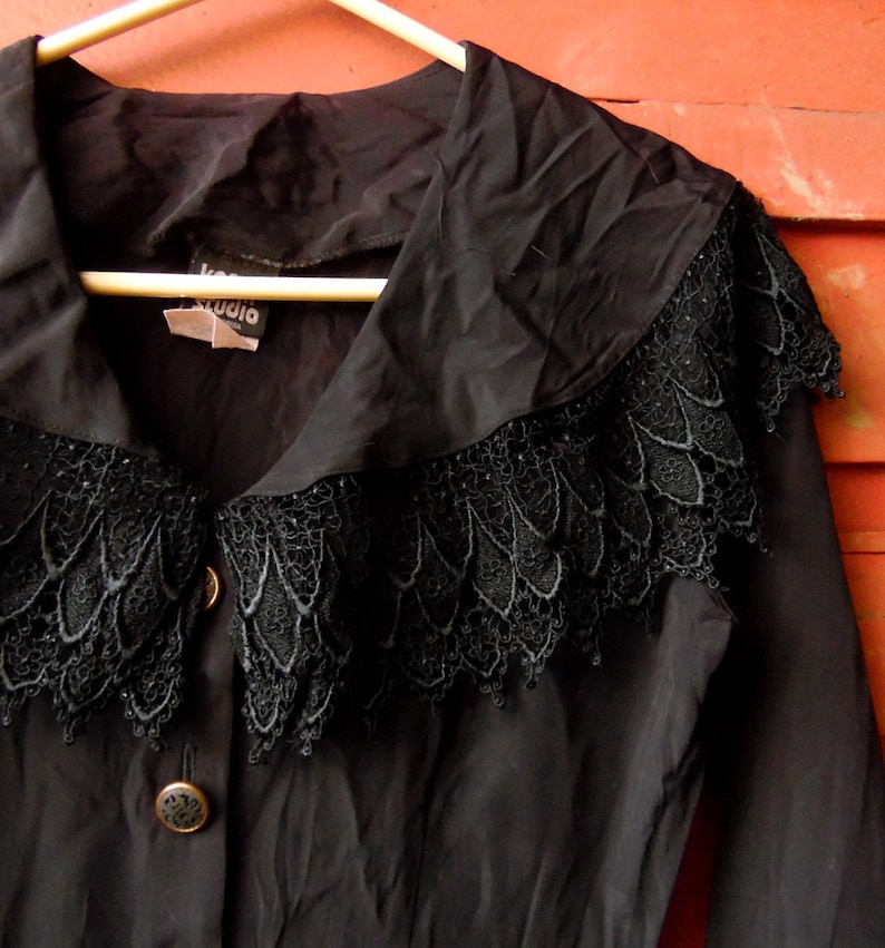 80s/90s Gothic Button up Mourning Lace Cape Collar Long Sleeve - Etsy