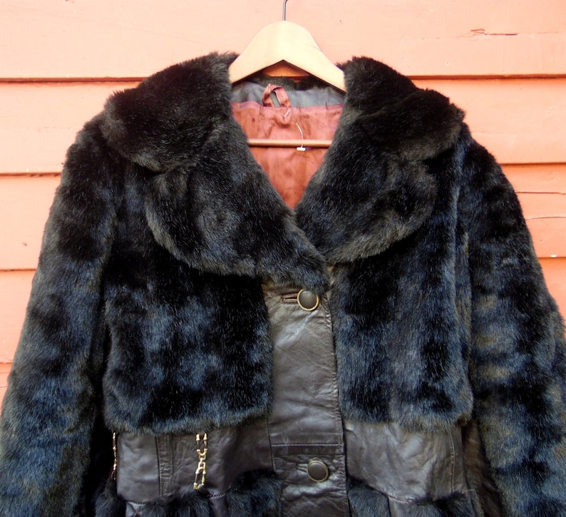 60s/70s Faux Fur and Leather Jet Set of California Jacket | Etsy