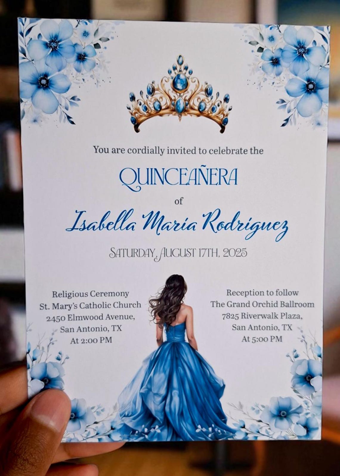 Floral Dress Quinceañera Invitation: Personalized 15th Birthday Party ...