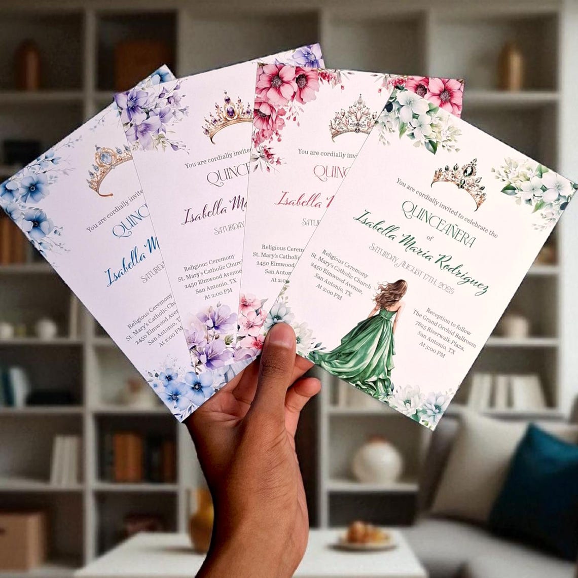 Floral Dress Quinceañera Invitation: Personalized 15th Birthday Party ...