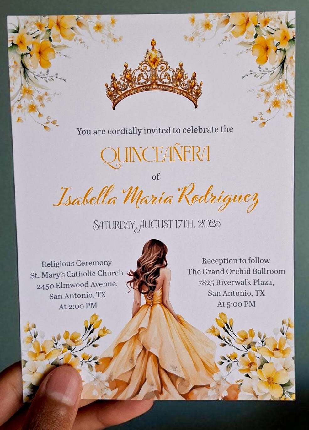 Floral Dress Quinceañera Invitation: Personalized 15th Birthday Party ...